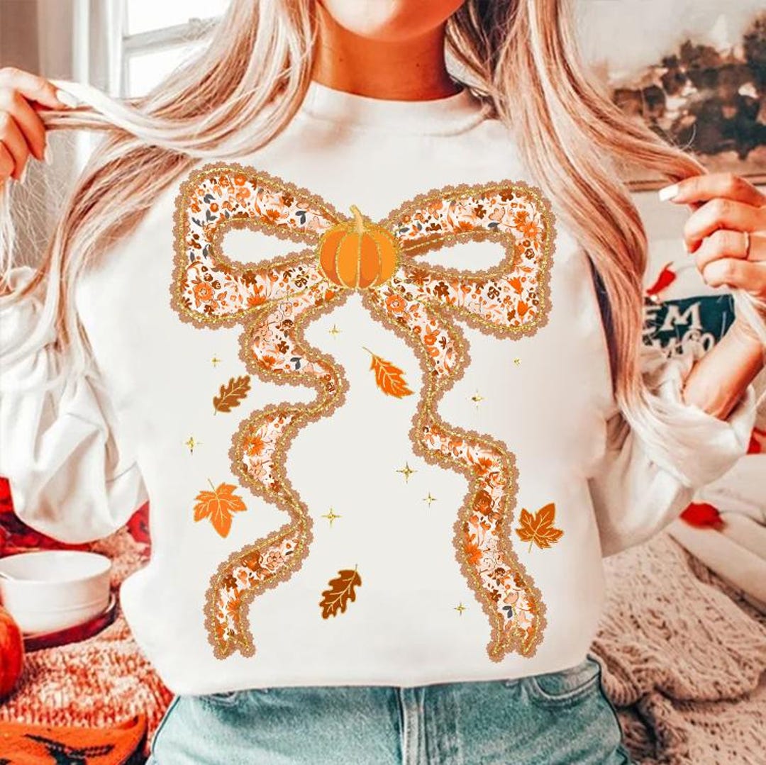 Retro Fall Coquette Bow Lace Png, Fall Png, Fall Pumpkin Sublimation ...