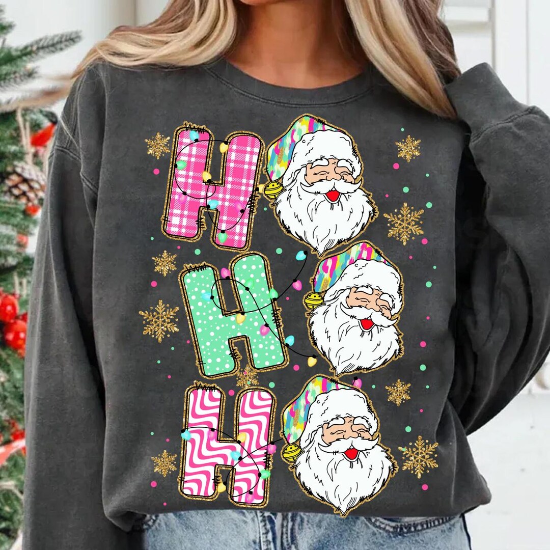 Colorful Glitter Ho Ho Ho Png, Christmas Png, Glitter Coquette ...