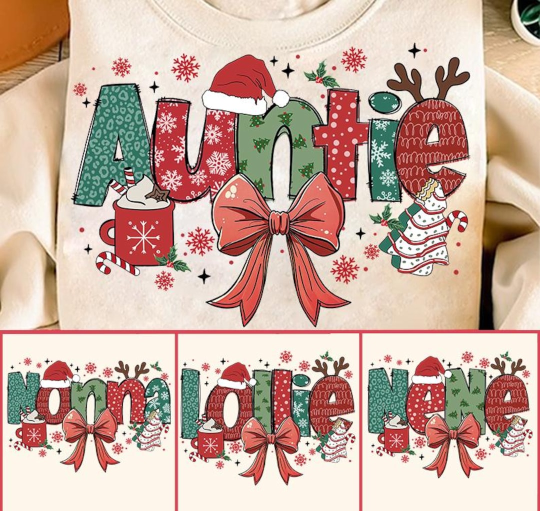 Christmas Auntie, Lollie, Nene Nonna Coquette Png Bundle, Christmas ...
