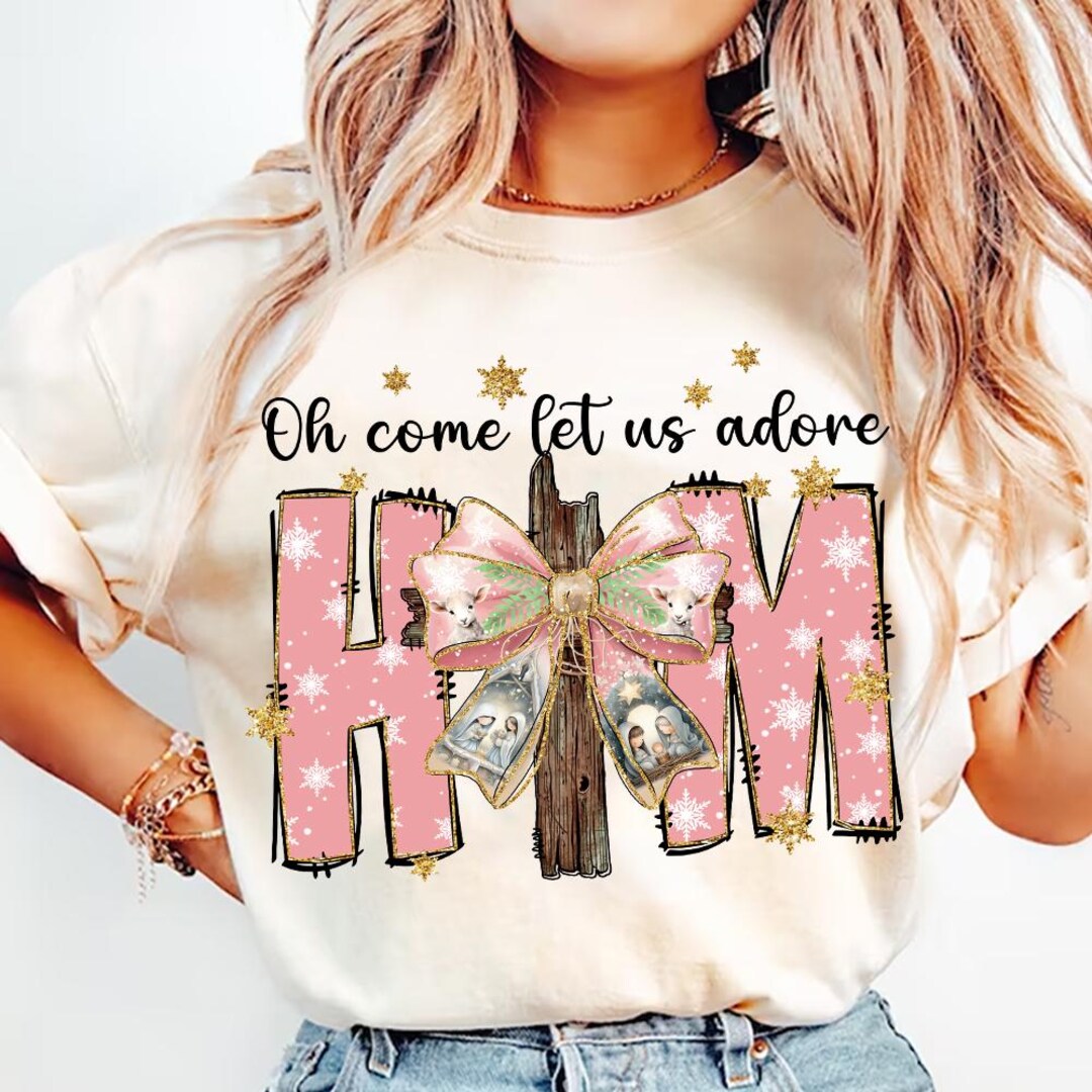 Oh Come Let Us Adore Him Png, Jesus Christmas Bow Png, Christmas ...