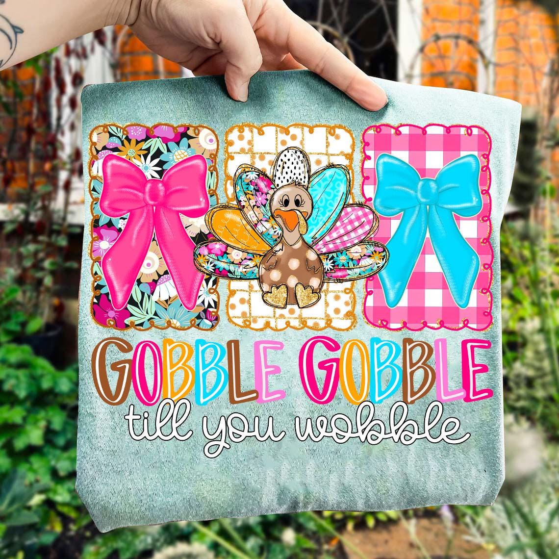 Thanksgiving Gobble Till You Wobble Coquette Bow PNG, Bright Turkey PNG ...