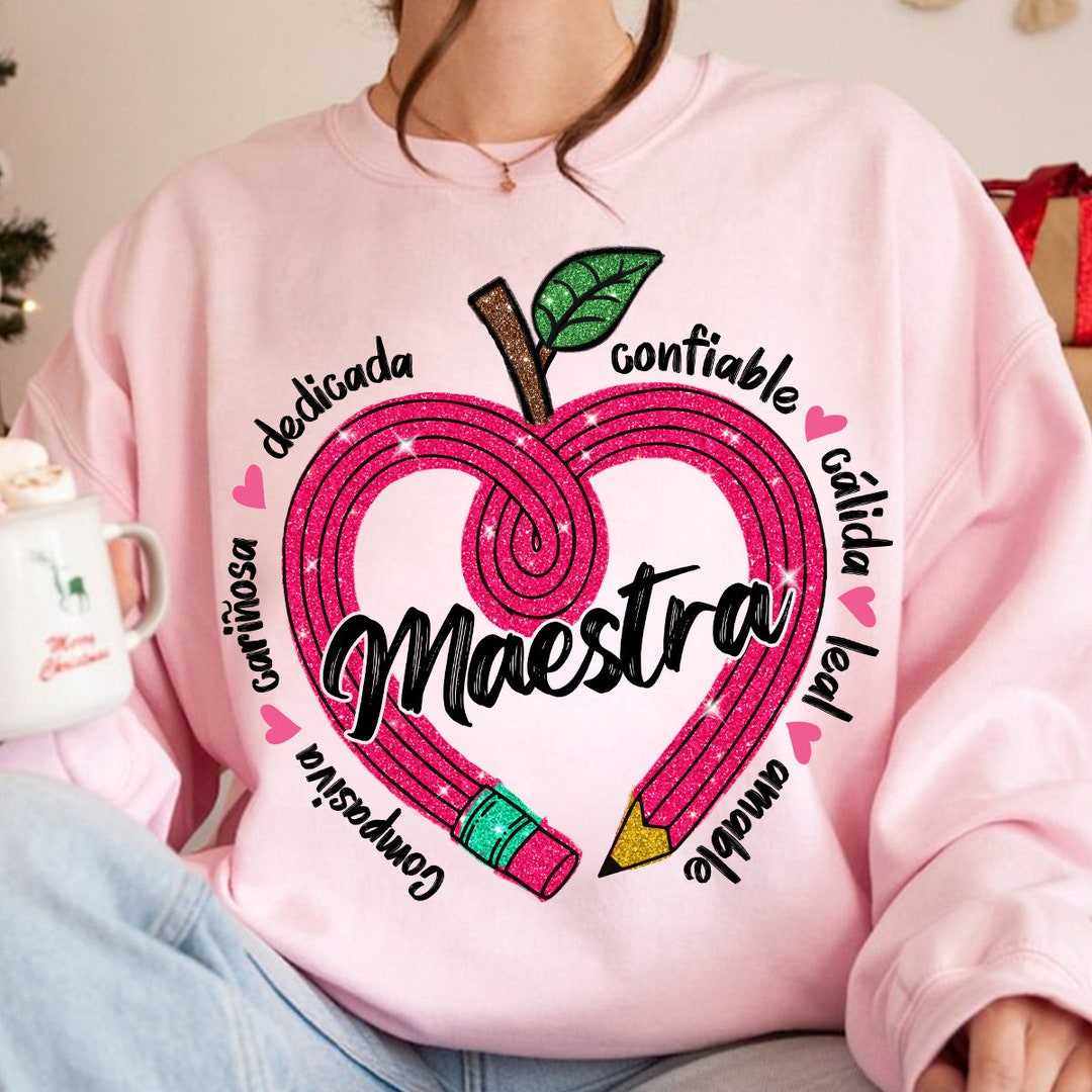 Spanish Teacher Heart Pencil Png, Teacher Valentine Day Png, Maestra ...