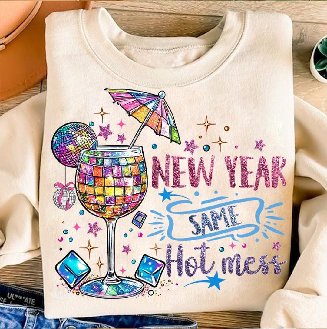 New Year Hot Mess PNG, Funny Drinking Martini Png, New Year Sarcastic ...