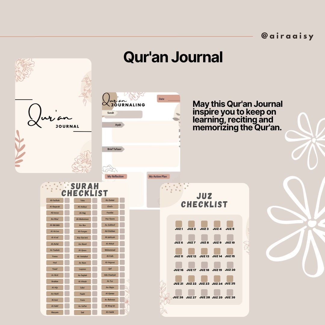 Printable Quran Journal Quran Planner Letter Size, A4 and A5 Printable ...