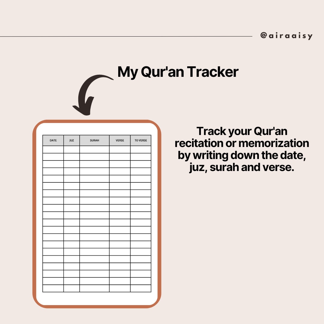 Printable Quran Tracker Quran Journal PDF A4 and A5 Printable and ...