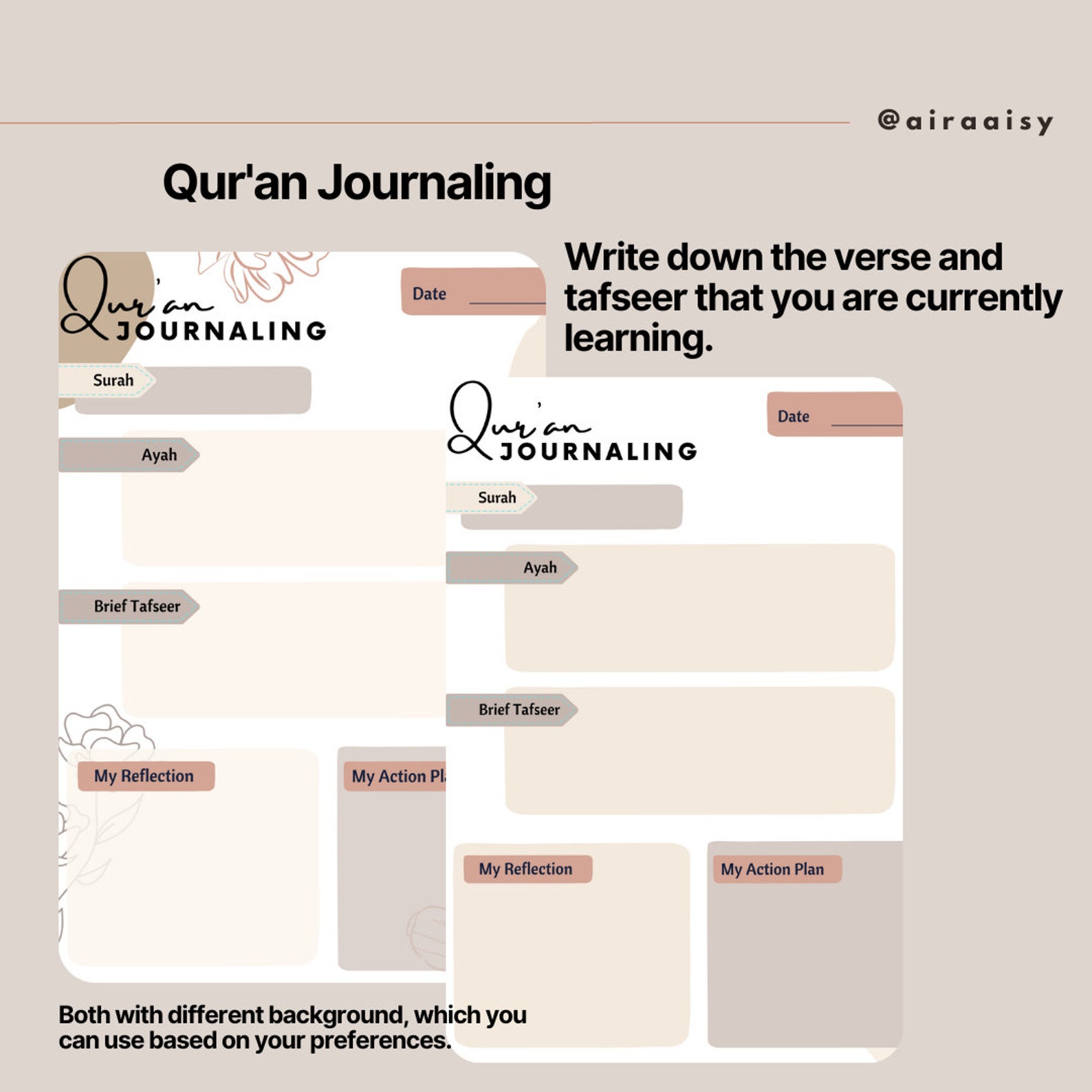 Printable Quran Journal | Quran Planner | Letter Size, A4 and A5 ...