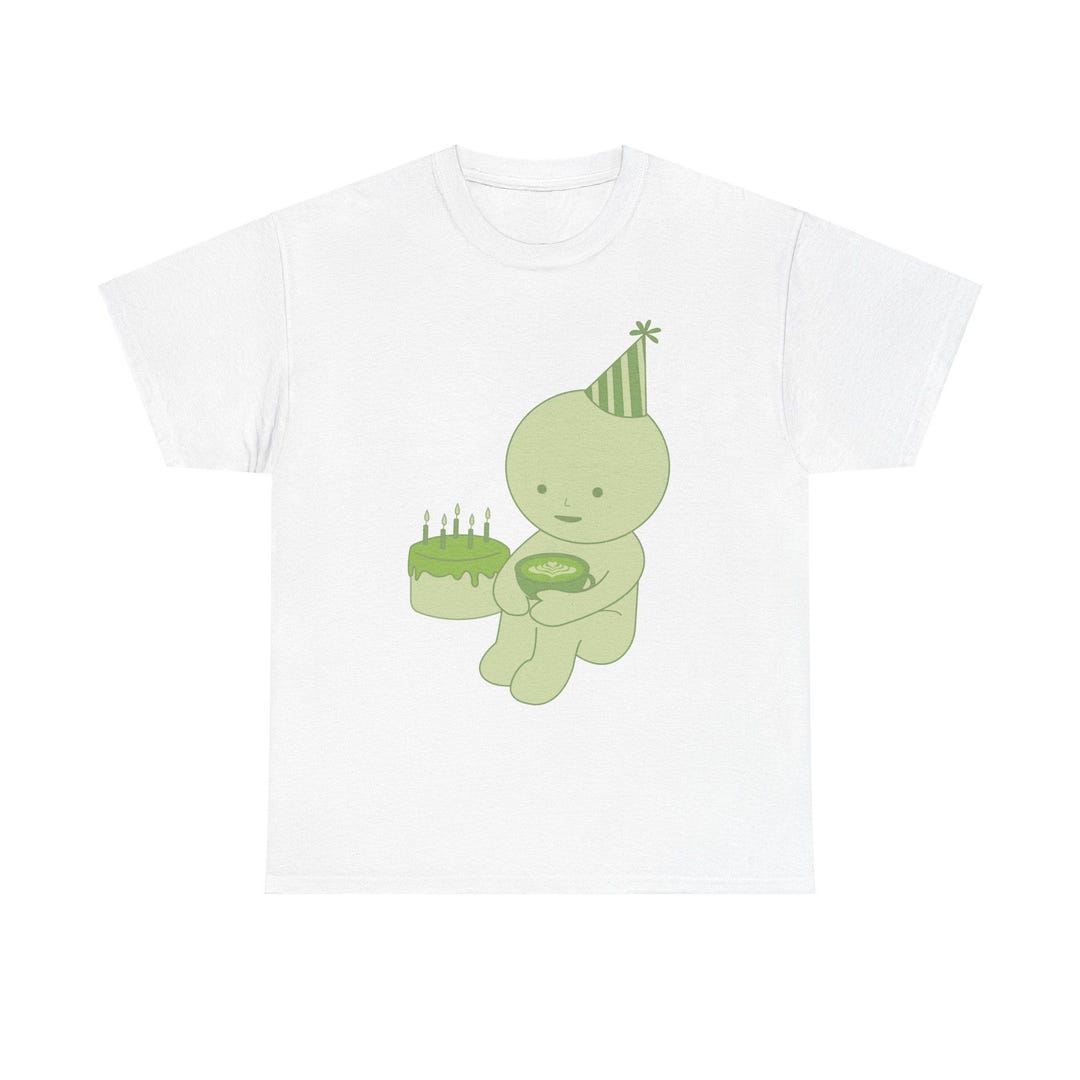 Smiski Birthday Hat Matcha Tee, Cute Unisex Graphic Tshirt for ...