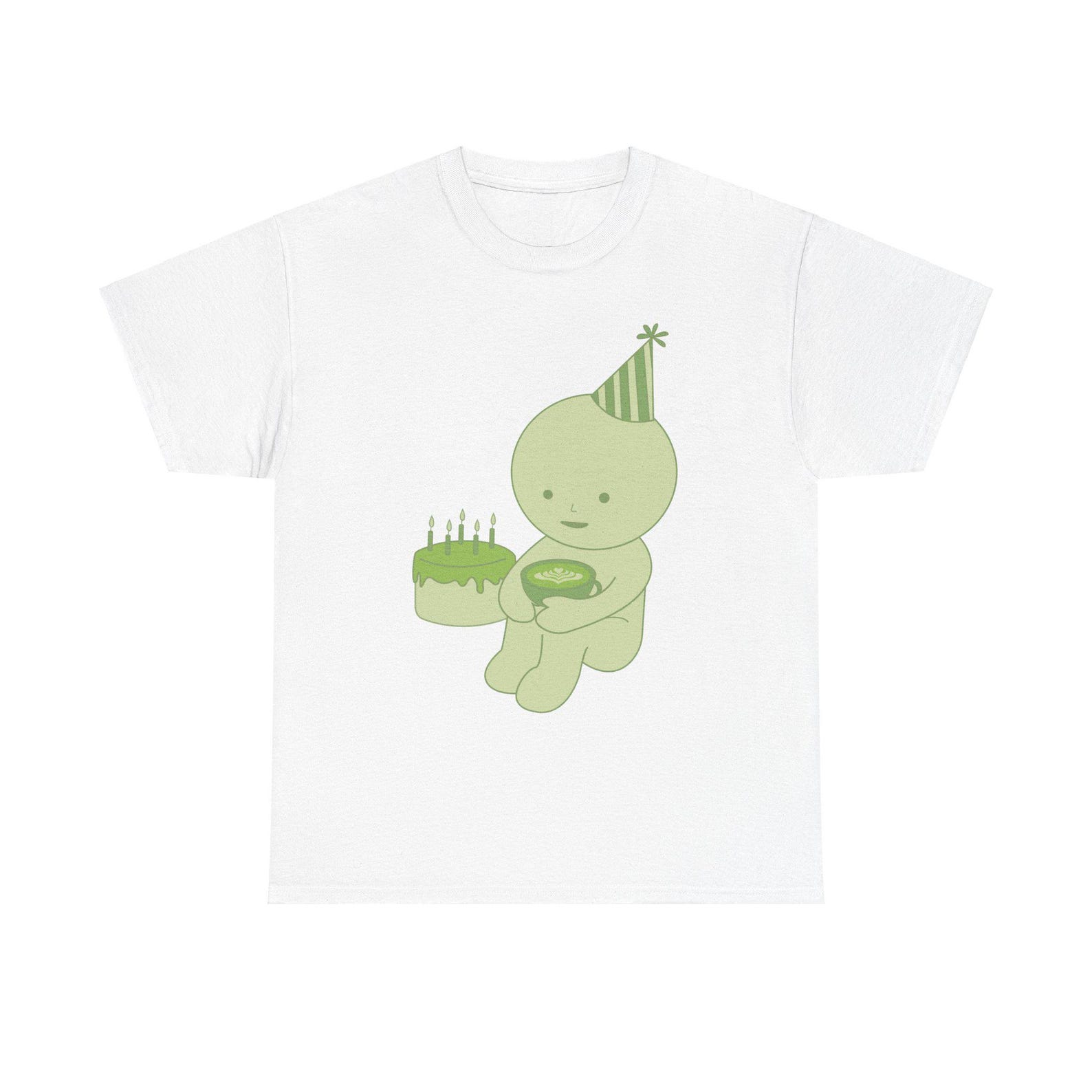 Smiski Birthday Hat Matcha Tee, Cute Unisex Graphic Tshirt for ...