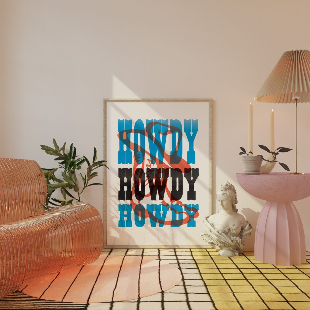 HOWDY Poster Retro Cowboy Texas Poster Retro Wall Decor - Etsy