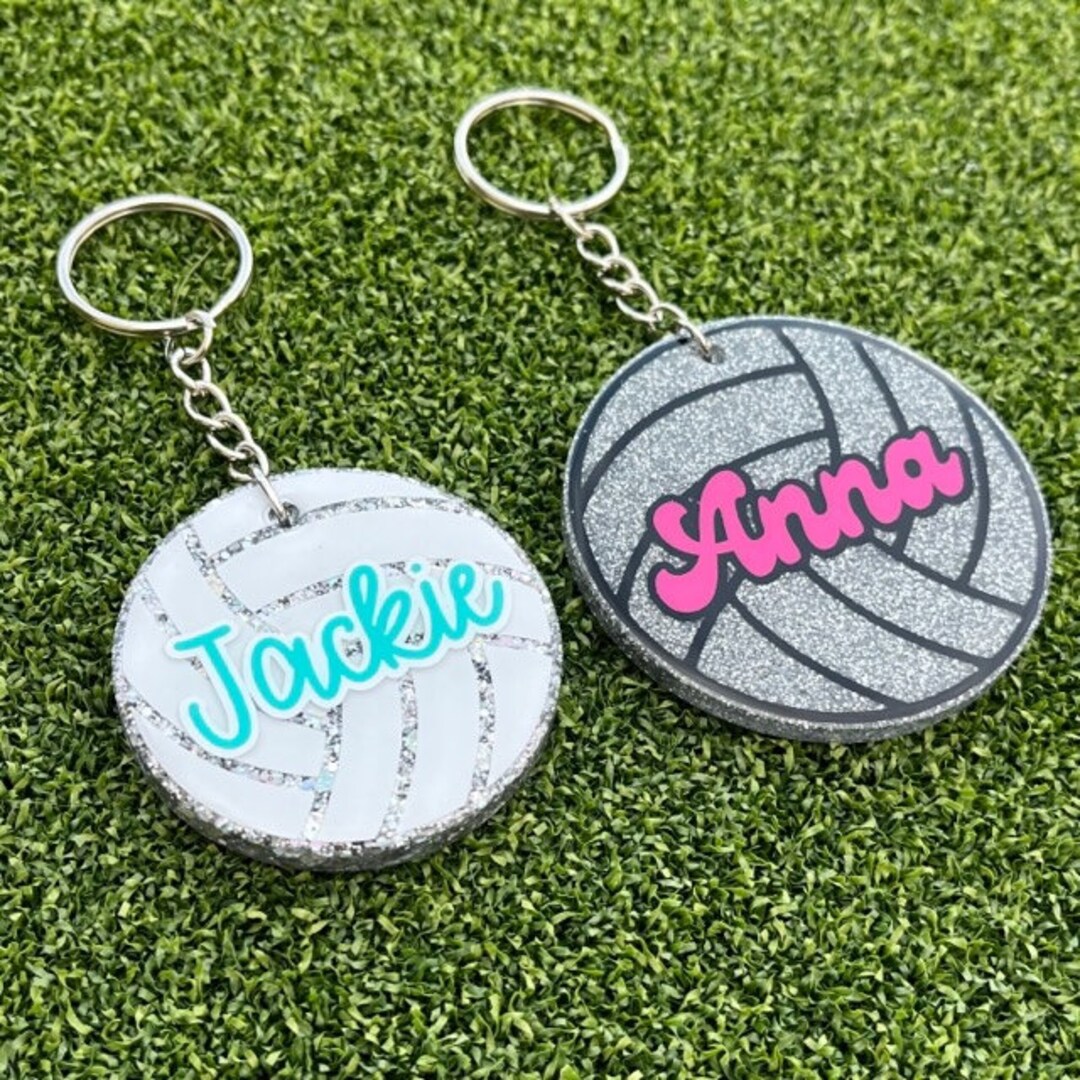 Volleyball Glitter Sports Tag/keychain - Etsy