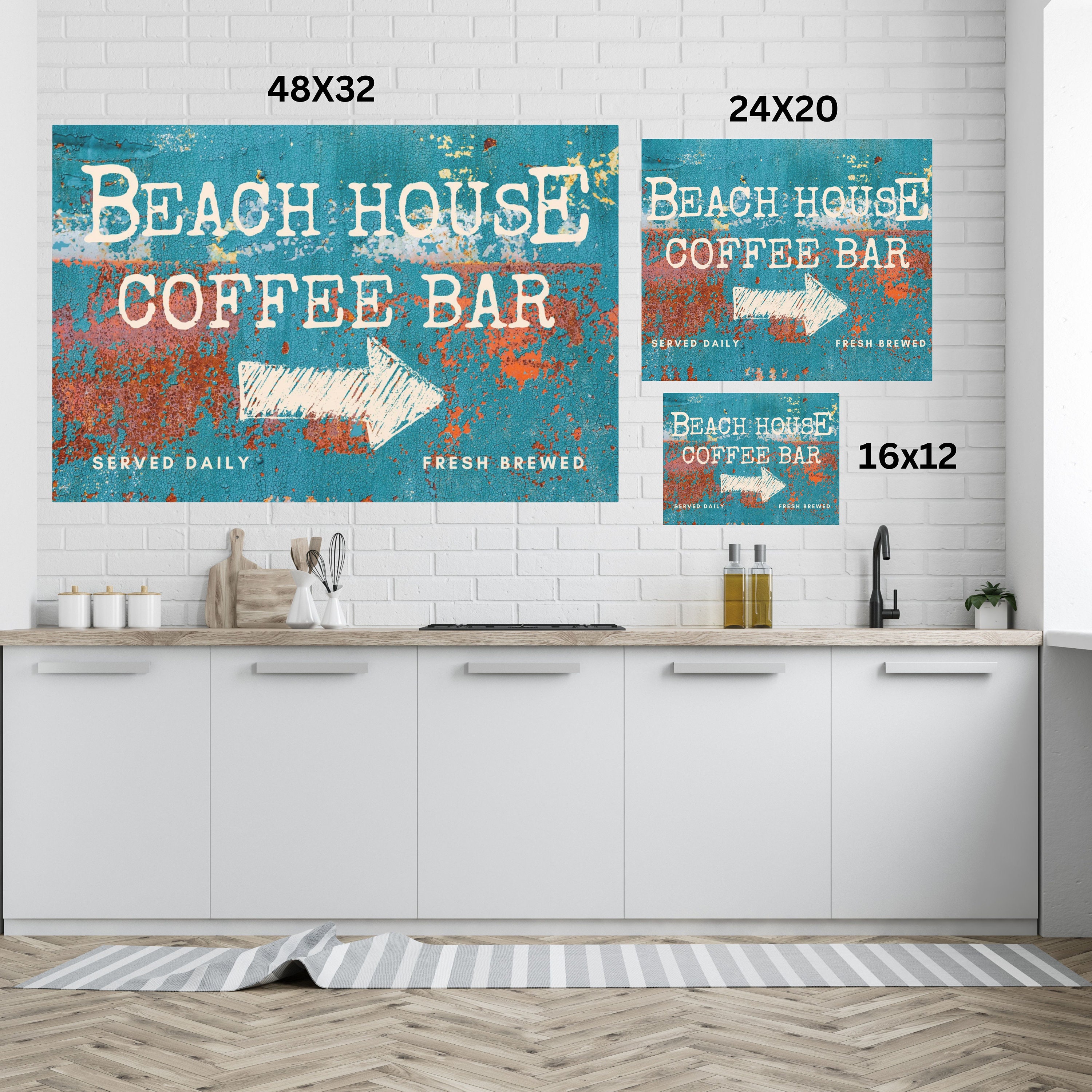 Beach House Coffee Bar Canvas Sign: Rustic Coastal Decor - Etsy