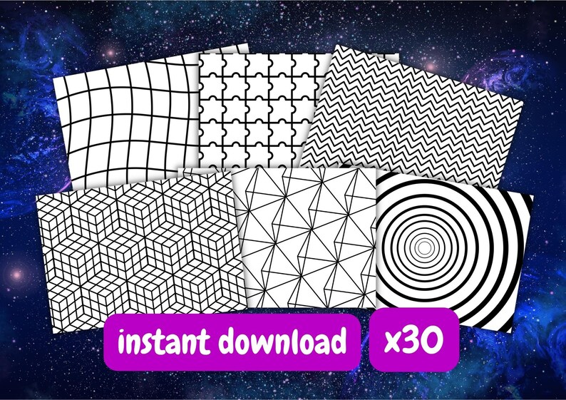 Trippy Shapes Colouring Pages 30 X A4 Colouring Sheets Printable ...