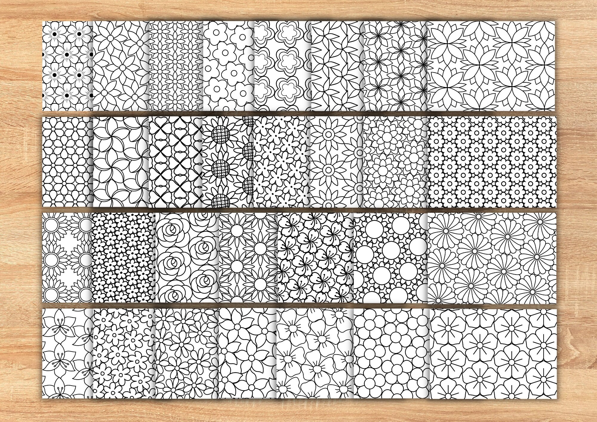 Anxiety Relief Flower Adult Colouring Pages 30 X A4 Colouring Sheets ...