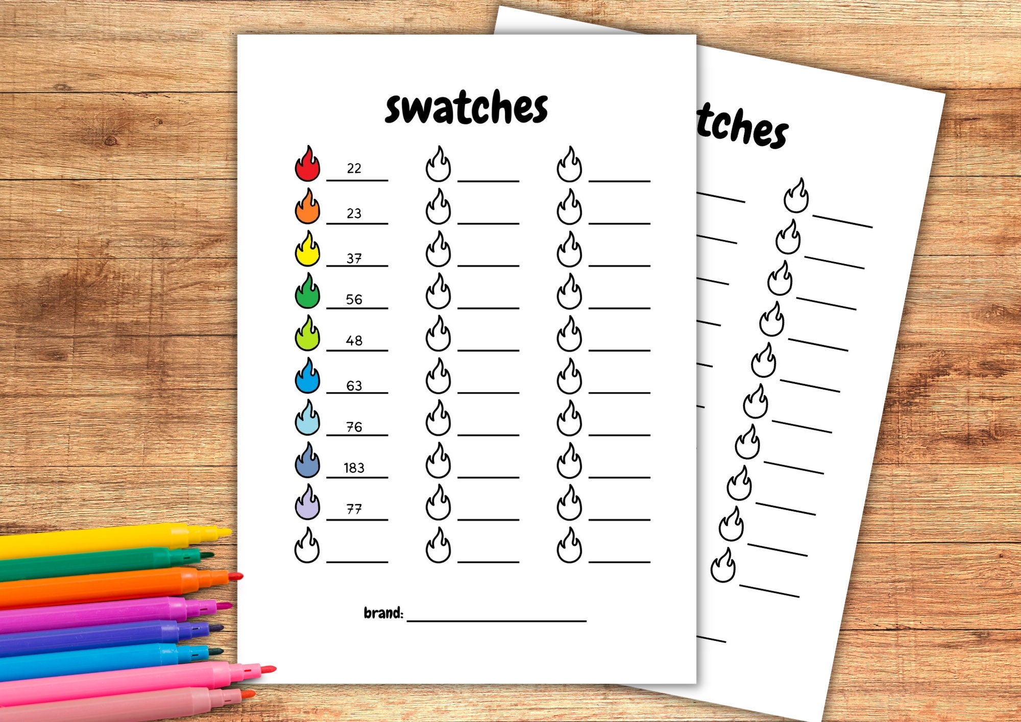 Fire Colour Swatch Sheet - A4 - Printable - Instant Download - PDF ...