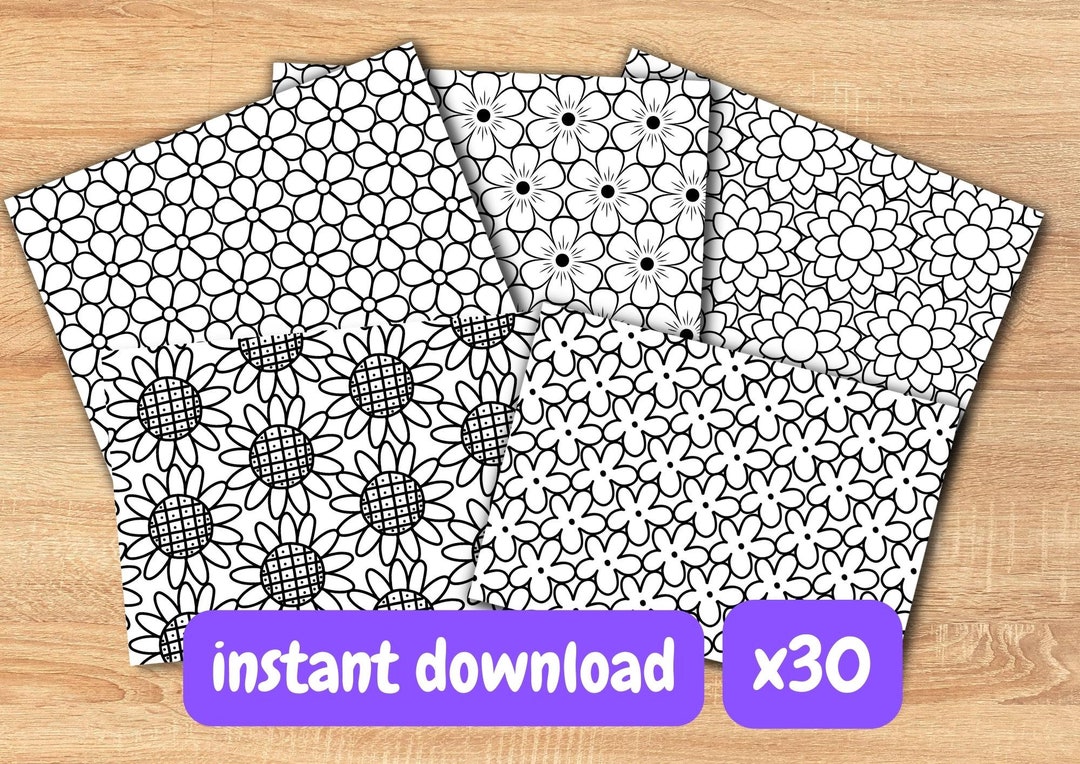 Anxiety Relief Flower Adult Colouring Pages 30 X A4 Colouring Sheets ...