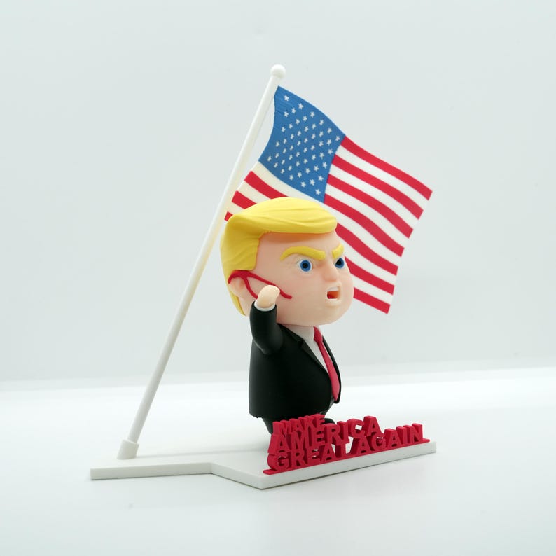 Donald Trump 3D Miniature - Iconic Raised Fist With American Flag ...