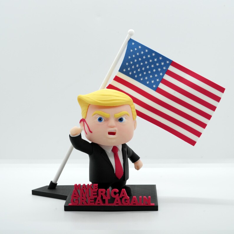 Donald Trump 3D Miniature - Iconic Raised Fist With American Flag ...