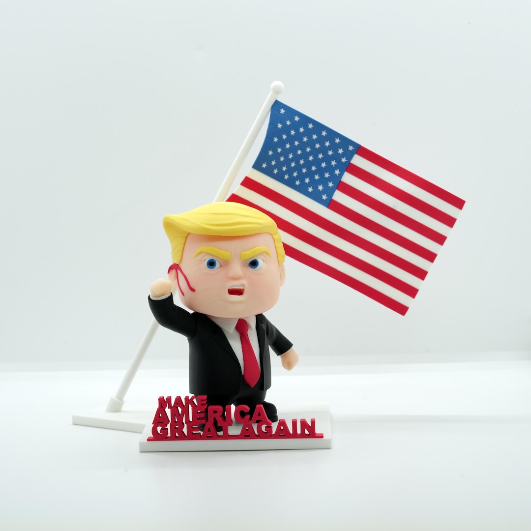 Donald Trump 3D Miniature - Iconic Raised Fist With American Flag ...