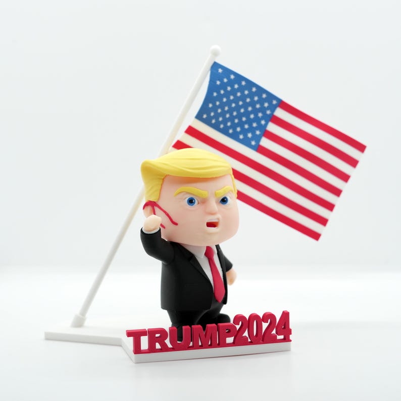 Trump 2024 Figure - Iconic Pose With Raised Fist & American Flag ...