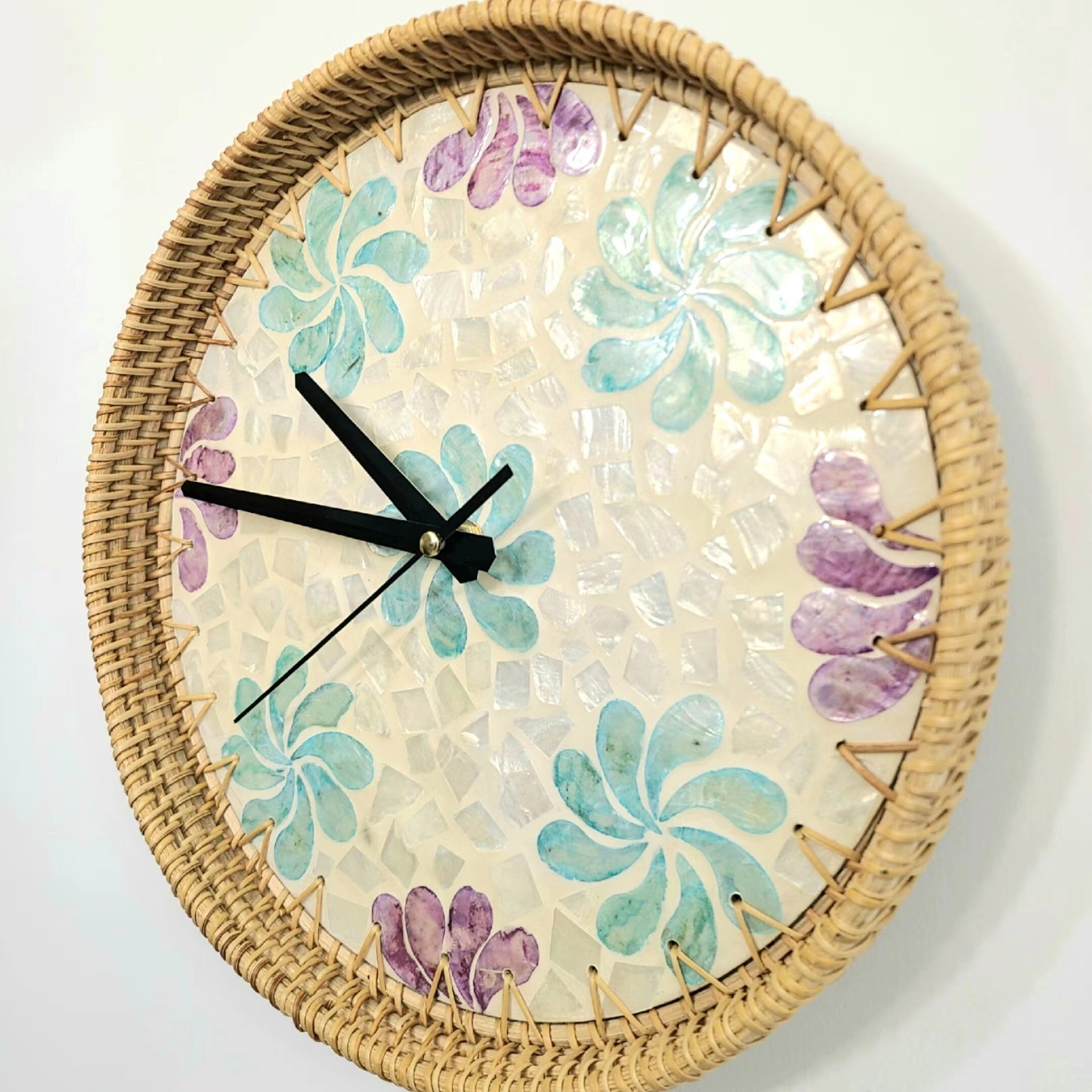 Rattan Wall Clock Unique Colorful Vintage Clocks for Wall - Etsy
