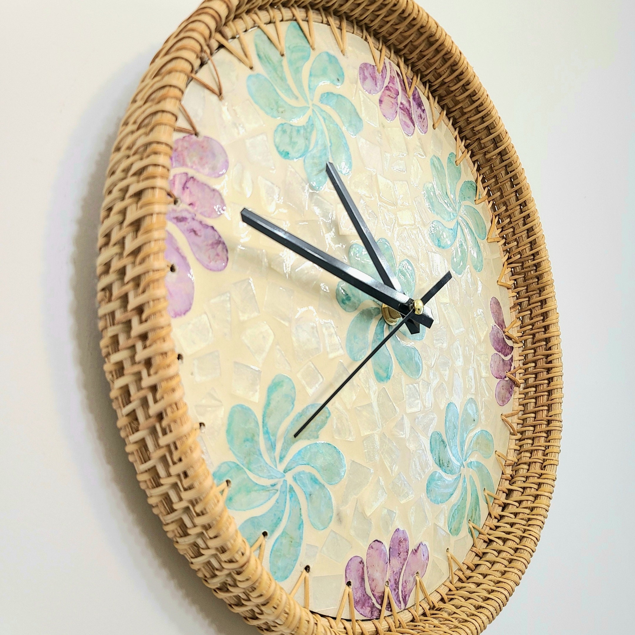Rattan Wall Clock Unique Colorful Vintage Clocks for Wall - Etsy