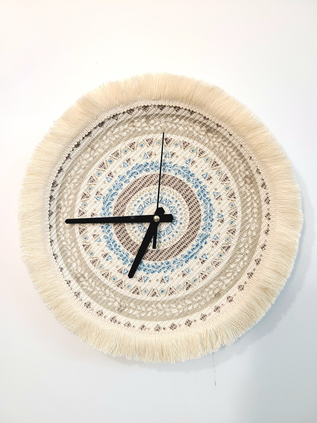 Boho Wall Clock Unique - Macrame Modern Home Decor - Rustic Cottagecore ...