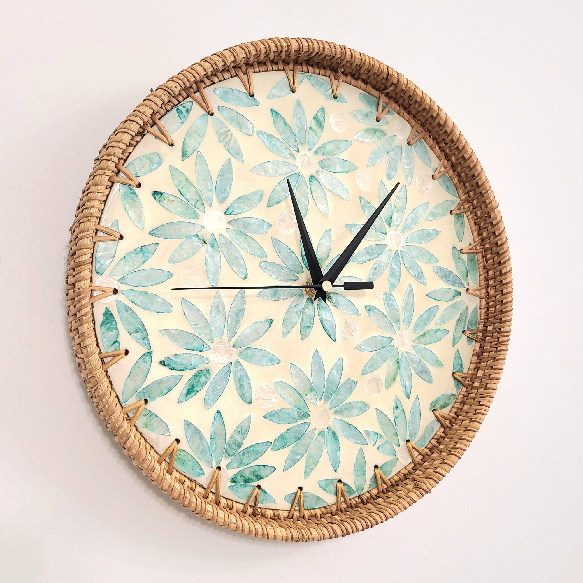 Rattan Wall Clock Unique - Silent Non-ticking Clocks - Minimalist ...