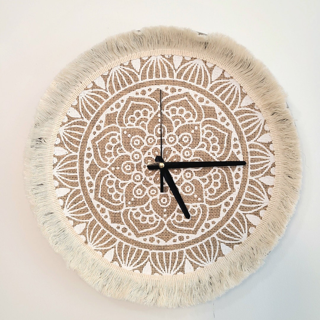 Boho Wall Clock Unique - Macrame Modern Clocks for Wall - Rustic ...