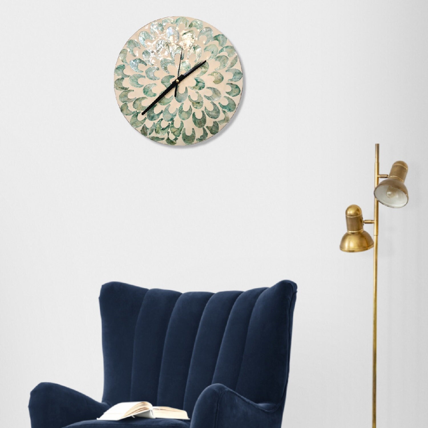 Wall Clock Unique Sage Green Modern Clocks for Wall Minimalist Shell ...