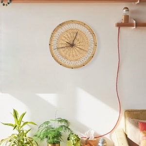 Rattan Wall Clock Unique, Cottagecore Farmhouse Clocks for Wall, 12in ...