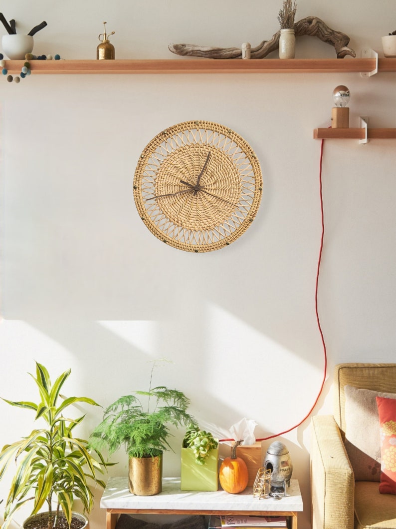 Rattan Wall Clock Unique Cottagecore Farmhouse Clocks for - Etsy