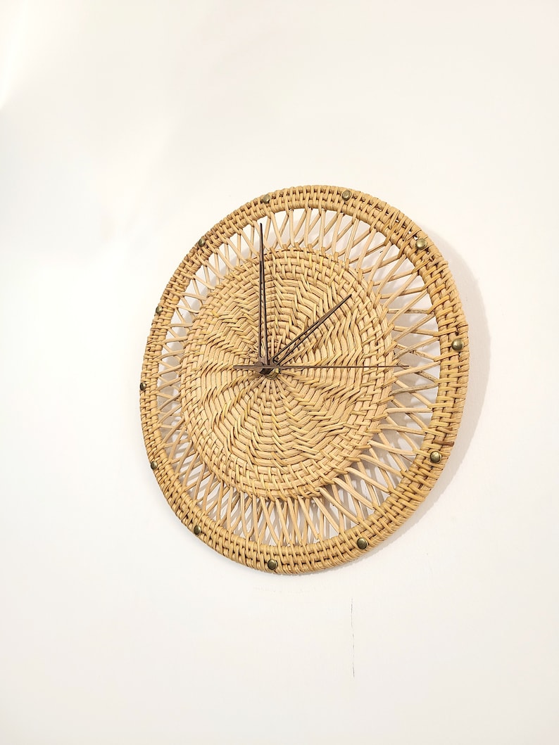 Rattan Wall Clock Unique Cottagecore Farmhouse Clocks for - Etsy