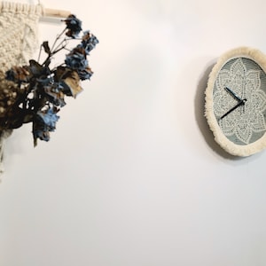 Boho Wall Clock Unique - Macrame Modern Home Decor - Rustic Cottagecore ...