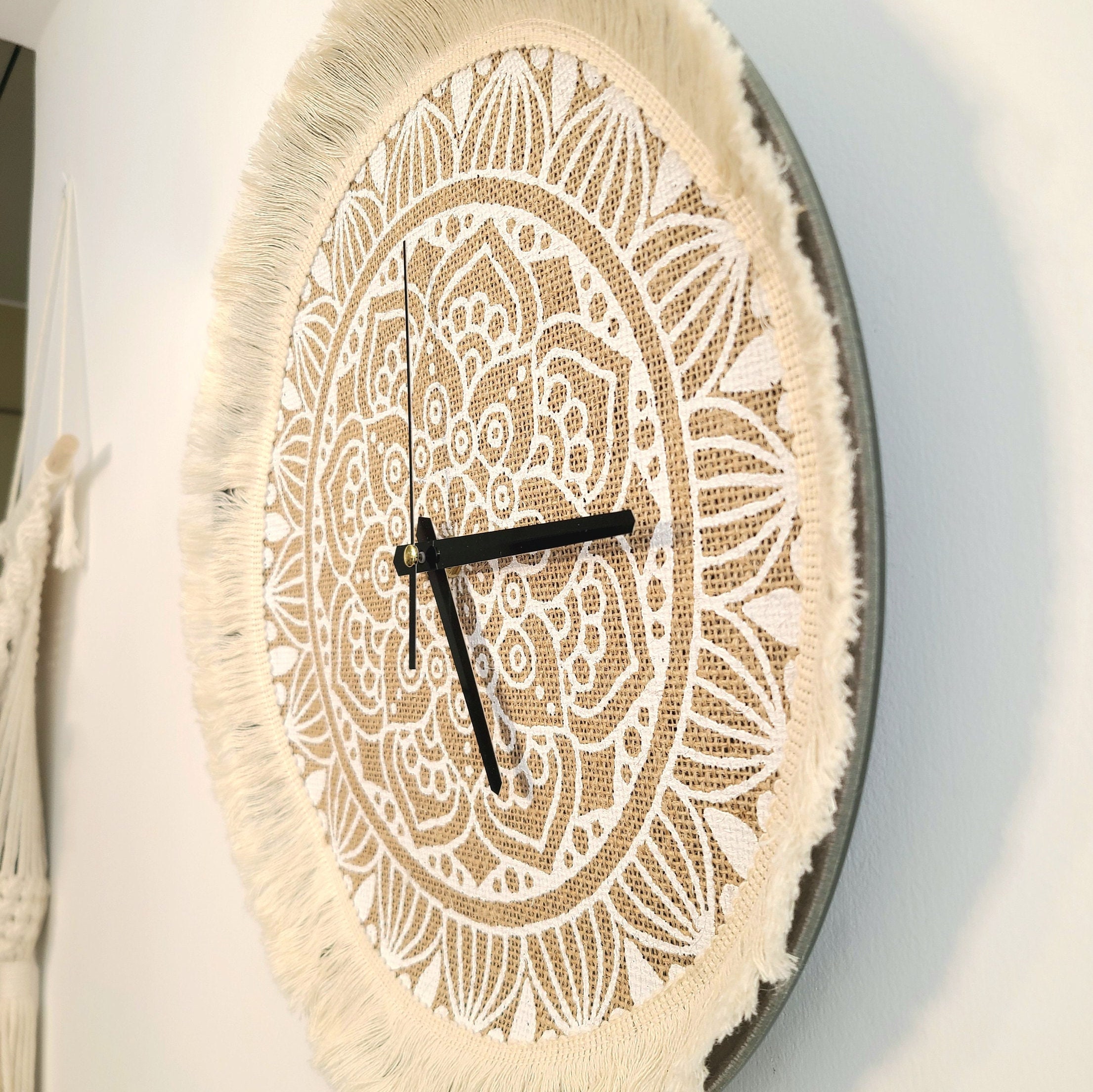 Boho Wall Clock Unique - Macrame Modern Clocks for Wall - Rustic ...