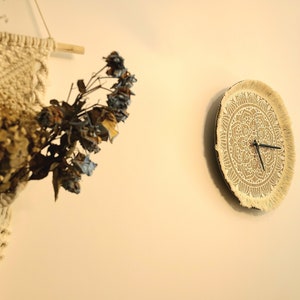 Boho Wall Clock Unique - Macrame Modern Clocks for Wall - Rustic Cottagecore Home Decor - Boho ...