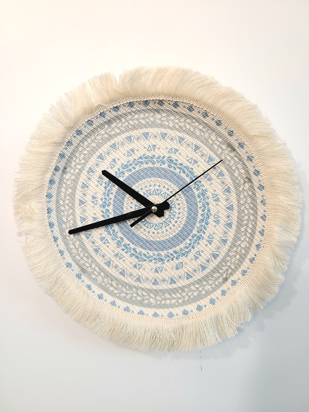 Boho Wall Clock Unique - Macrame Modern Home Decor - Rustic Cottagecore ...