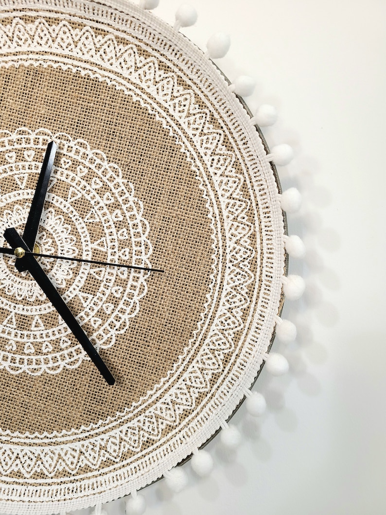 Boho Art Large Wall Clock Unique, Rustic Cottagecore Clocks for Wall ...