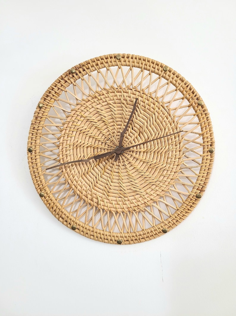Rattan Wall Clock Unique Cottagecore Farmhouse Clocks for - Etsy