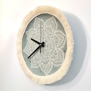 Boho Wall Clock Unique - Macrame Modern Home Decor - Rustic Cottagecore Clocks for Wall - Boho ...