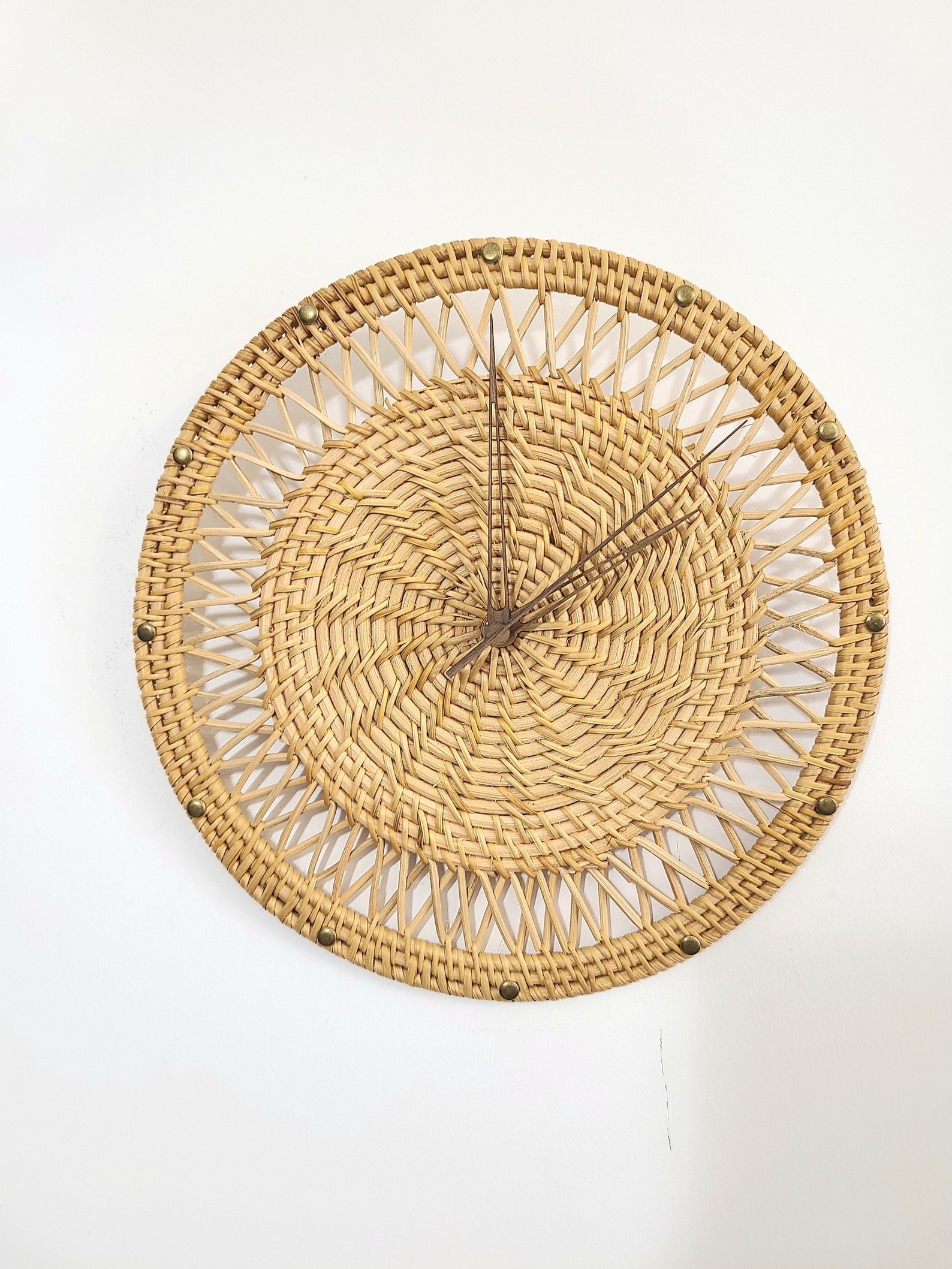 Rattan Wall Clock Unique, Cottagecore Farmhouse Clocks for Wall, 12in ...