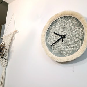 Boho Wall Clock Unique - Macrame Modern Home Decor - Rustic Cottagecore Clocks for Wall - Boho ...
