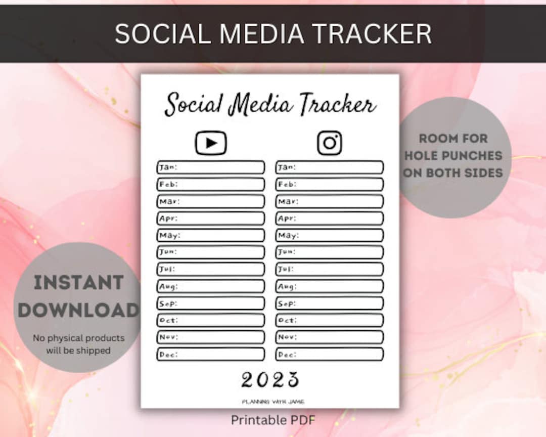 Social Media Tracker | Social Media Printable | Social Media Data ...
