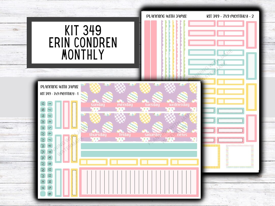 KIT 349 Erin Condren Monthly Kit || Monthly Sticker Kit || Erin Condren ...