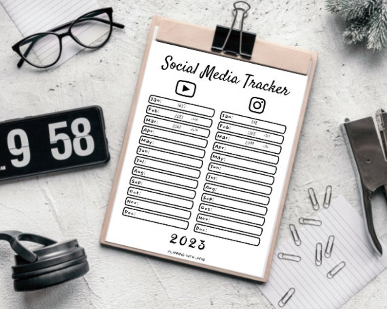 Social Media Tracker | Social Media Printable | Social Media Data ...