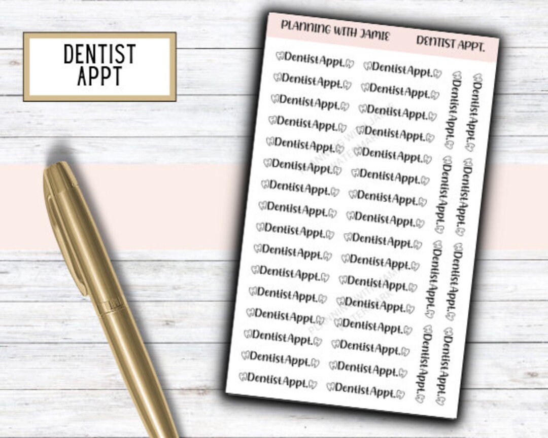 DENTIST APPOINTMENT Stickers, Dentist Appt Script, Dentist Planner ...