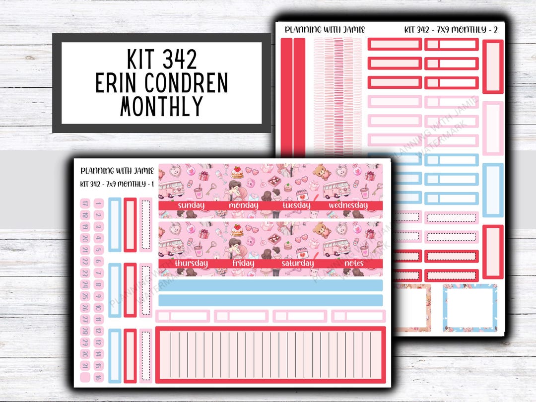 KIT 342 Erin Condren Monthly Kit || Monthly Sticker Kit || Erin Condren ...