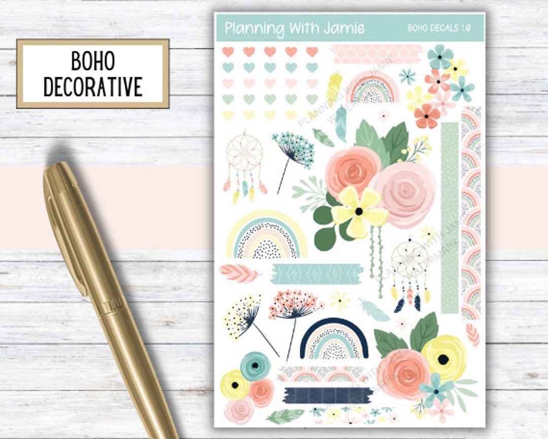 Boho Stickers, Spring Stickers, Summer Stickers, Spring Planner ...