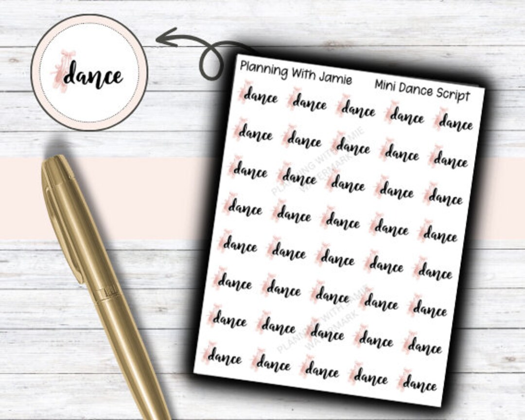 DANCE Sticker, Ballet, Dance Script Stickers, Dance Icon Stickers ...