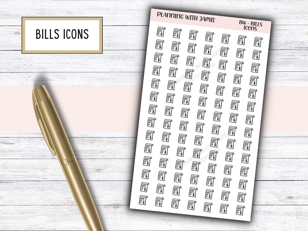 BILLS ICONS, Bills Stickers, Bills Icon Stickers, Daily Icon Stickers ...