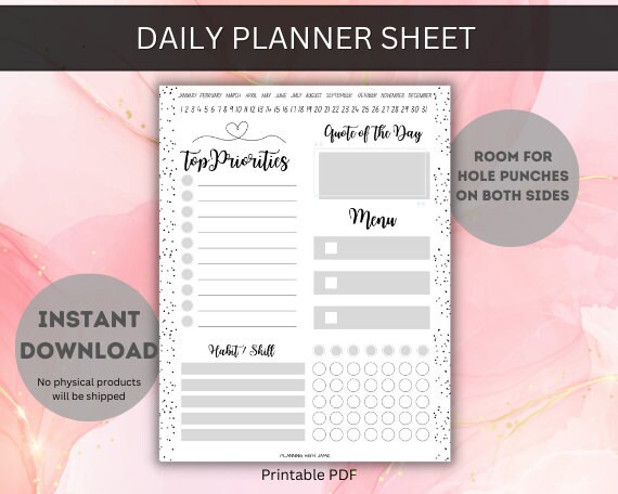 Daily Planner Printable Daily Planner Page Daily Printable Daily ...